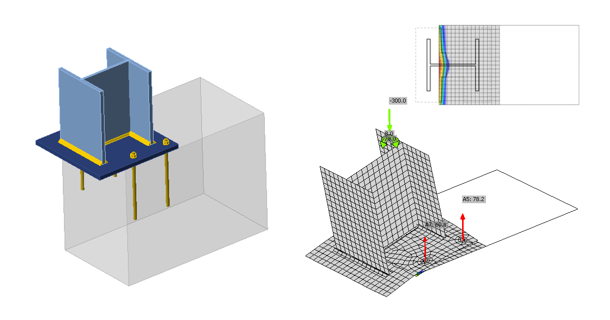 Base plate extended over concrete block | IDEA StatiCa